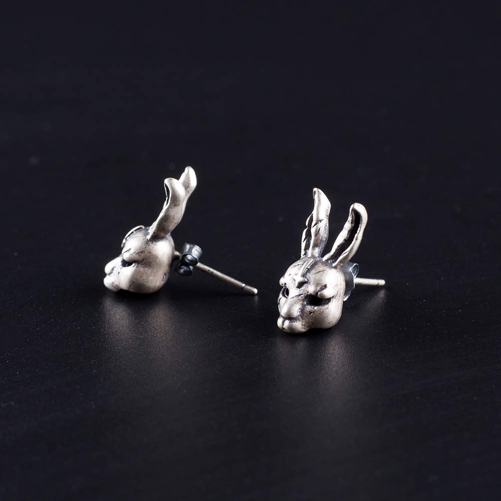 Carol&Allen 925 Sterling Silver Stud Earrings Punk Retro Novelty (Rabbit)