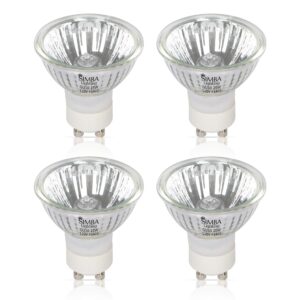 simba lighting 25w np5 candle warmer etc replacement light bulb (4 pack) halogen gu10 120v for wax melt, tart burner, recessed, track lighting, mr16 jdr with glass cover, dimmable, warm white 2700k