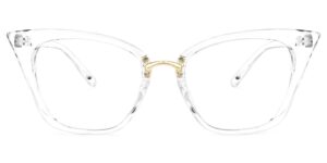 zeelool cat eye glasses frame for women clear lens chandrika zop01899-02 crystal