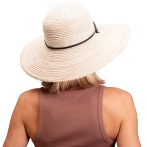 Sloggers Women's Wide Brim Braided Sun Hat with Wind Lanyard - UPF 50+ Maximum Sun Protection Stone