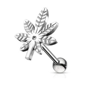 pierced owl 316l stainless steel marijuana pot leaf tragus cartilage barbell stud