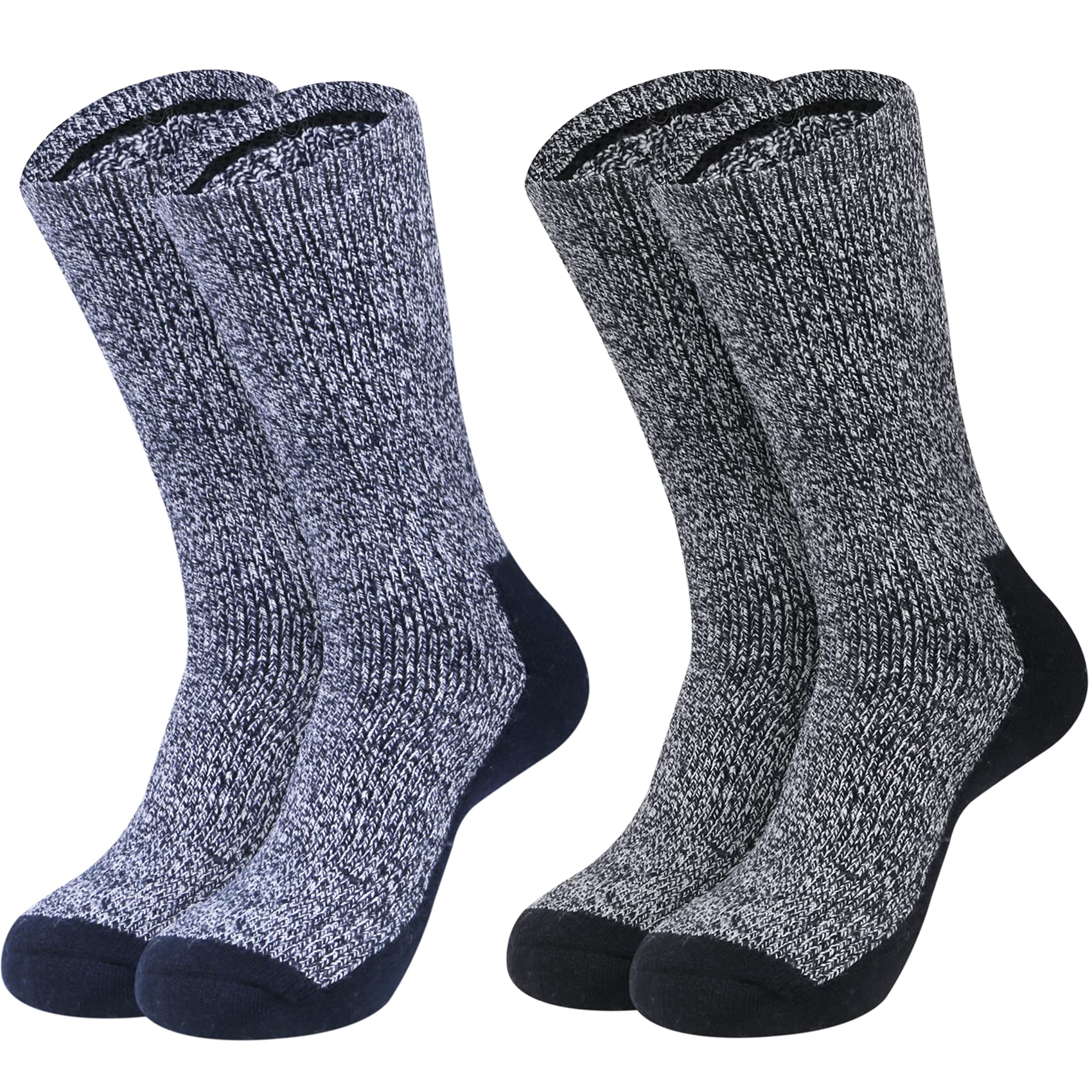 Loritta 2 Pack Merino Mens Wool Socks, Winter Warm Thermal Socks for Men Cold Weather