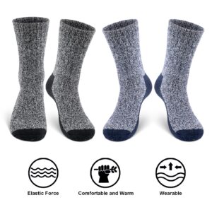 Loritta 2 Pack Merino Mens Wool Socks, Winter Warm Thermal Socks for Men Cold Weather