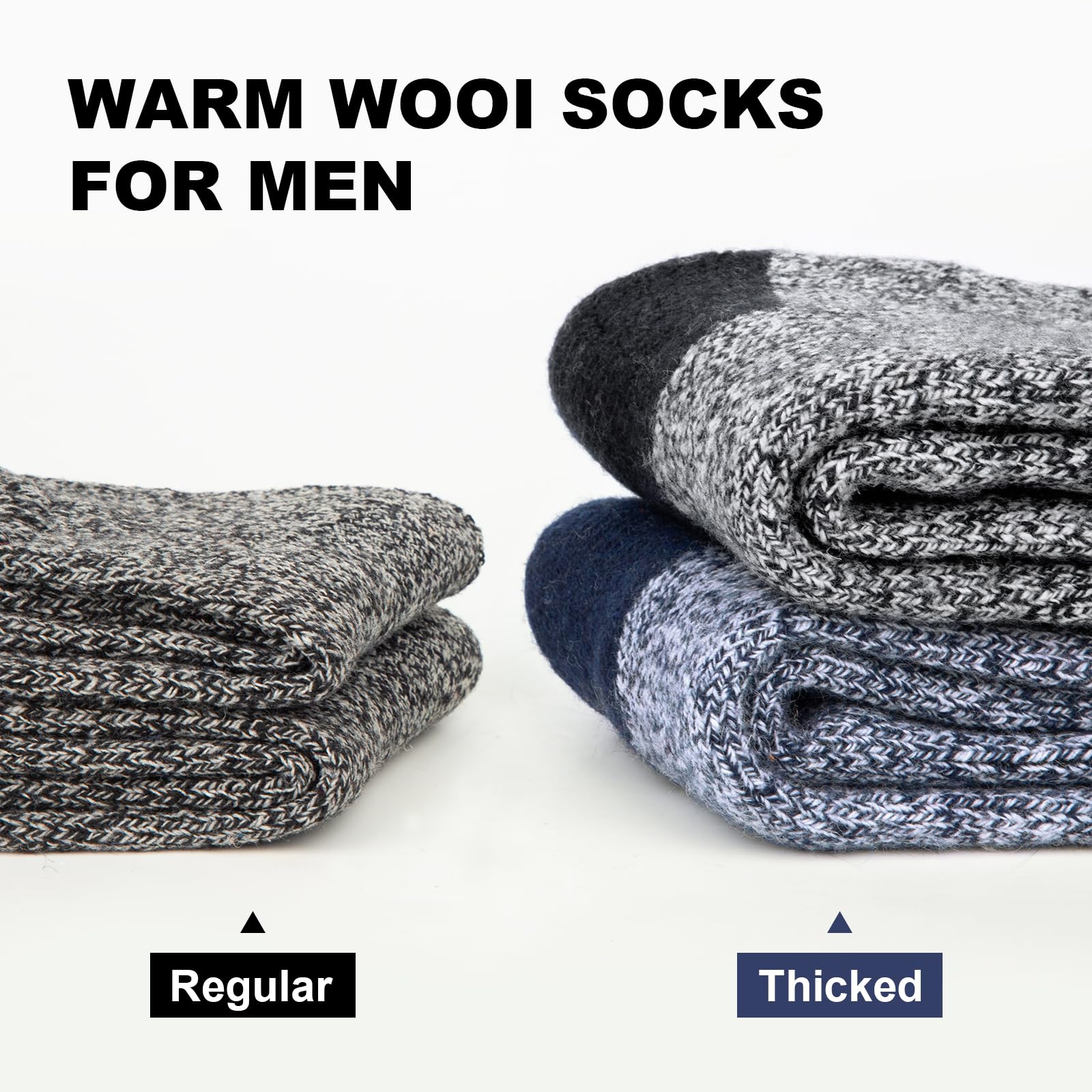 Loritta 2 Pack Merino Mens Wool Socks, Winter Warm Thermal Socks for Men Cold Weather