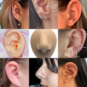 Conch Helix Tragus Daith Rook Piercing Jewelry Gold Septum Rings 16G Septum Jewelry Nose Rings Hoops Cartilage Earring Cartlidge Jewelry Conch Cartilage Hoop Earring Septum Clicker Lip Ring 10mm