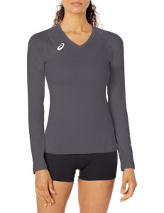 asics spin serve volleyball jersey long sleeve, team steel grey, medium