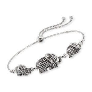 ross-simons sterling silver bali-style elephant trio bolo bracelet