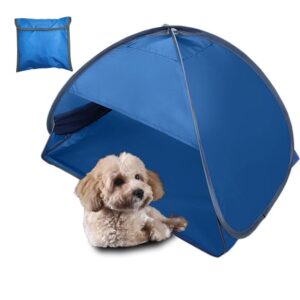 mini pets pop up beach sun shelter for kitty, dogs, rabbit and pigs, automatic open portable waterproof tent, for beach, grass, indoor, yard, camping, outdoor, picnic, blue