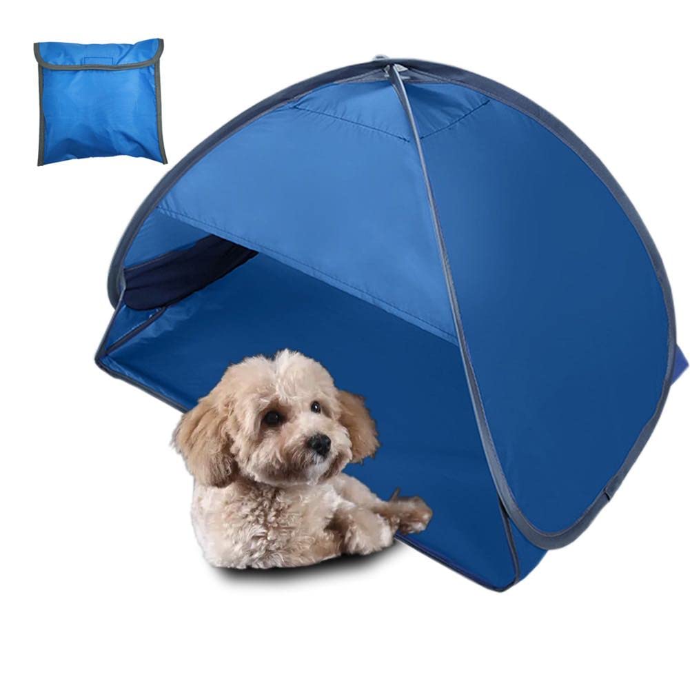 Mini Pets POP up Beach Sun Shelter for Kitty, Dogs, Rabbit and Pigs, Automatic Open Portable Waterproof Tent, for Beach, Grass, Indoor, Yard, Camping, Outdoor, Picnic, Blue