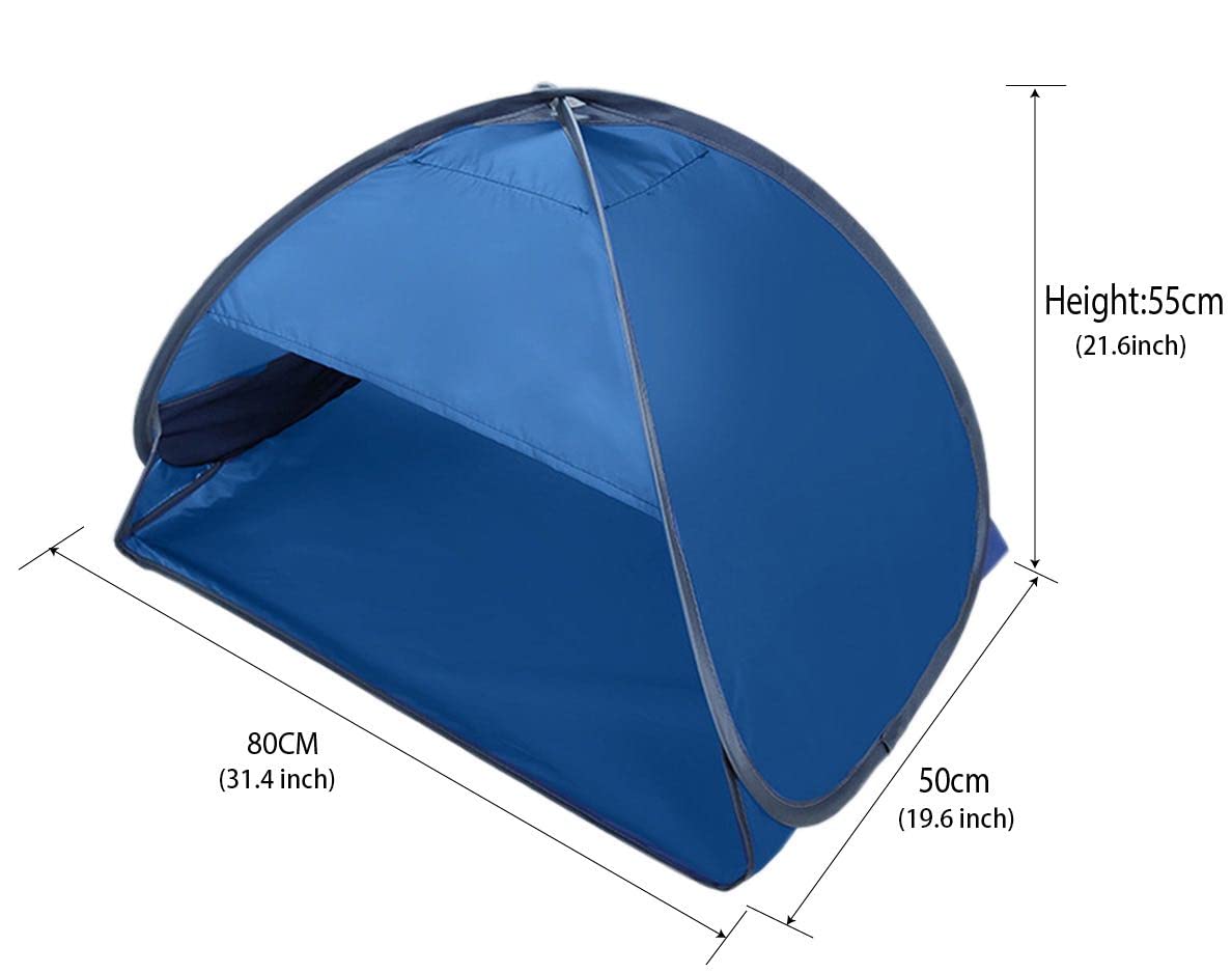 Mini Pets POP up Beach Sun Shelter for Kitty, Dogs, Rabbit and Pigs, Automatic Open Portable Waterproof Tent, for Beach, Grass, Indoor, Yard, Camping, Outdoor, Picnic, Blue