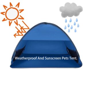 Mini Pets POP up Beach Sun Shelter for Kitty, Dogs, Rabbit and Pigs, Automatic Open Portable Waterproof Tent, for Beach, Grass, Indoor, Yard, Camping, Outdoor, Picnic, Blue