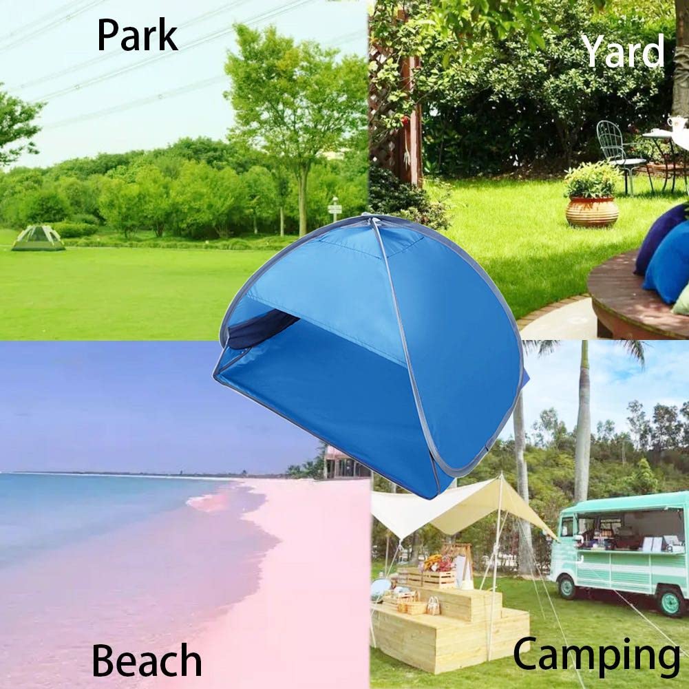 Mini Pets POP up Beach Sun Shelter for Kitty, Dogs, Rabbit and Pigs, Automatic Open Portable Waterproof Tent, for Beach, Grass, Indoor, Yard, Camping, Outdoor, Picnic, Blue