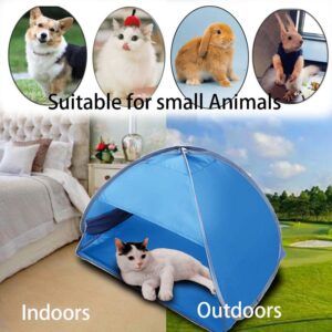 Mini Pets POP up Beach Sun Shelter for Kitty, Dogs, Rabbit and Pigs, Automatic Open Portable Waterproof Tent, for Beach, Grass, Indoor, Yard, Camping, Outdoor, Picnic, Blue