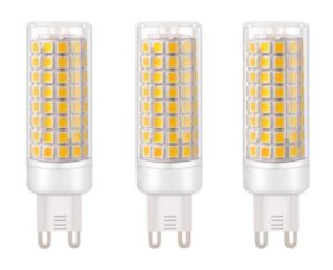 g9 led light bulbs g9 bi-pin base 9w (equivalent to 100w halogen replacement) warm white 3000k led corn light for home living room bedroom chandelier,102 led 2835 smd,pack of 3