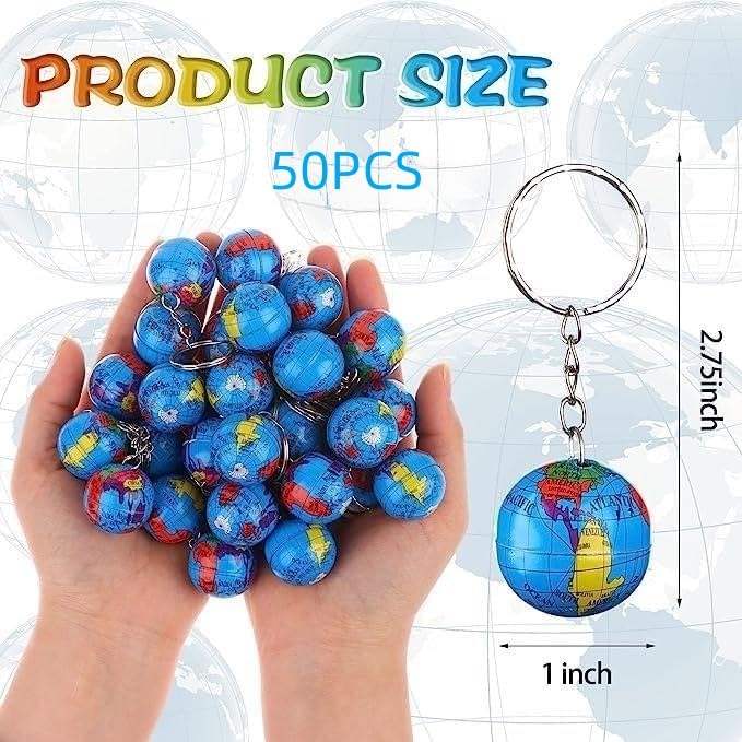 1" Globe Keychains Earth Globe Key Chains,50 Pcs Mini Backpack Hook for Travelers,Ball Keyring Pendant for Bag&Belt Loop Accessory,Back to School Item,Arts and Crafts,Educational Tool,Party Favors