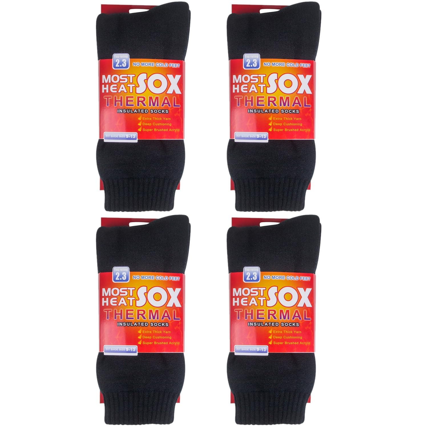 Thermal Socks for Men Thick Insulated Heated Socks Winter Warm Socks for Cold Weather, A-Black(4 Pairs)