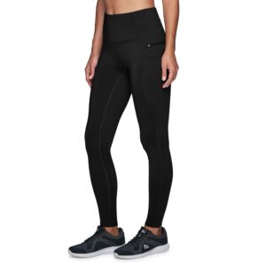 rbx women's fleece legging outdoor running fleece lined leggings with zipper pockets f19 black s