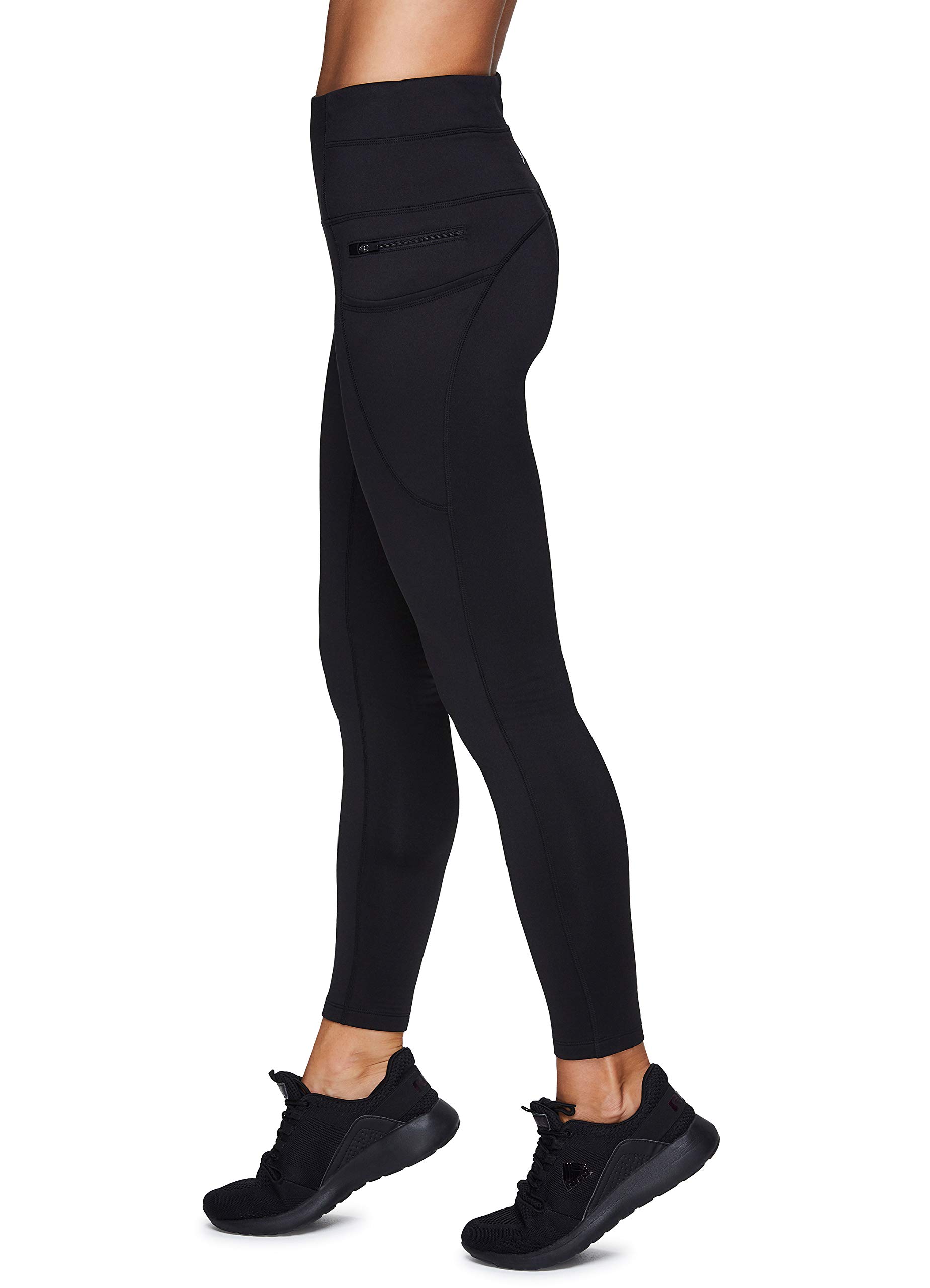 RBX Women's Fleece Legging Outdoor Running Fleece Lined Leggings with Zipper Pockets F19 Black S