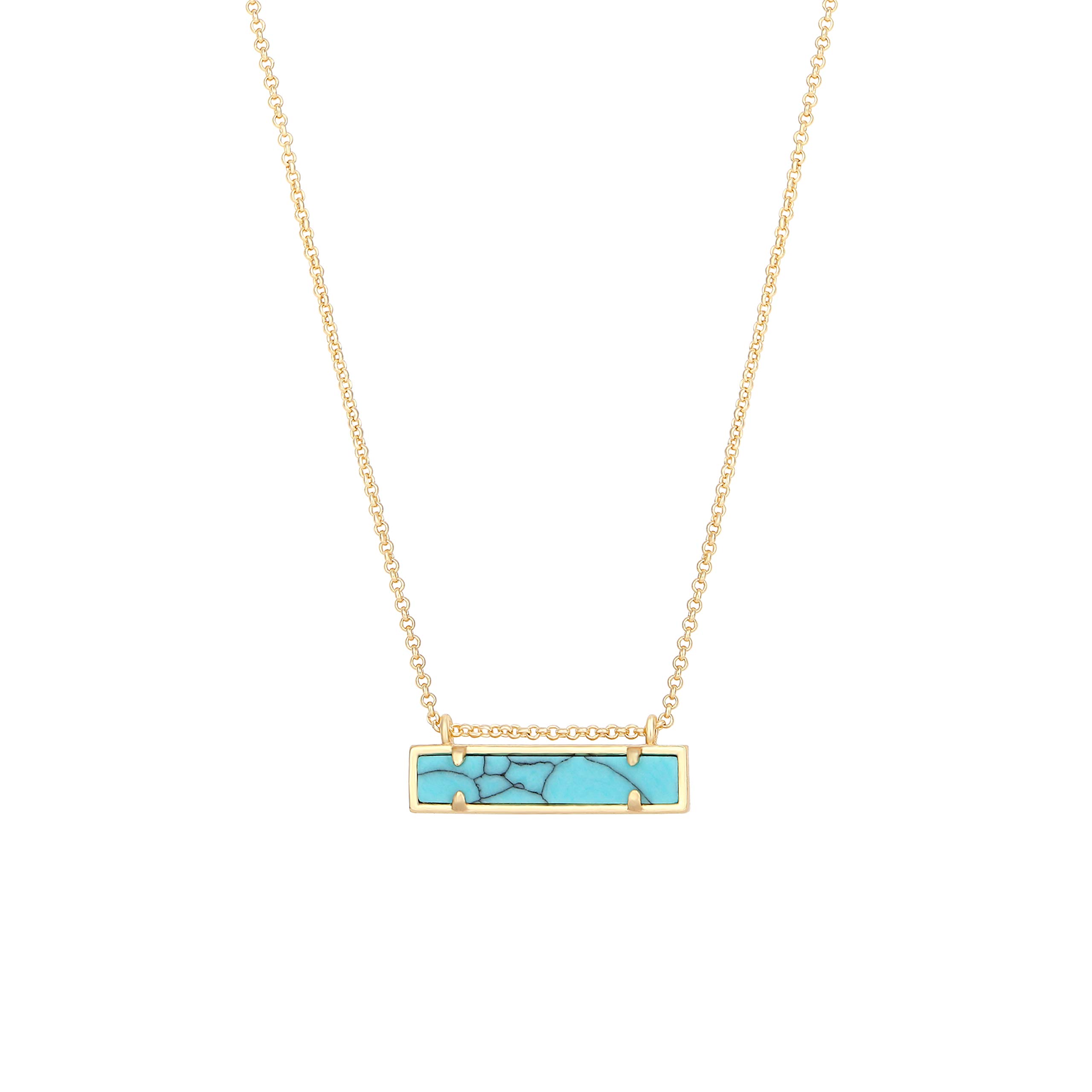 SOFYBJA Adjustable Turquoise Howlite Bar 18K Gold Chain Bohemian Necklace for Women Horizontal Bar Delicate Gemstone Pendant Minimalist Boho Jewelry