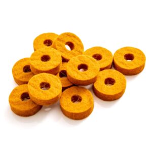 stage rocker orange wool cymbal felts, 12pcs – pack, cymbal replacement accessories, premium felts, srftog-12