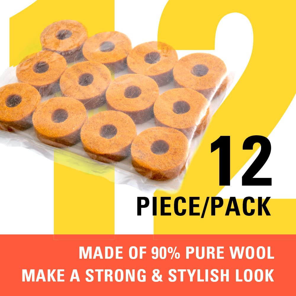 Stage Rocker Orange Wool Cymbal Felts, 12pcs – pack, Cymbal Replacement Accessories, Premium Felts, SRFTOG-12