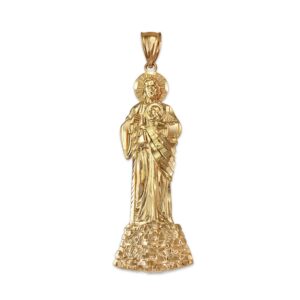 la blingz 10k yellow gold st. jude dc pendant (s/m/l) (medium)