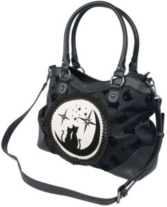 lost queen women's purse handbag shoulder bag | gothic dark goth victorian (black cats lunar sisters)