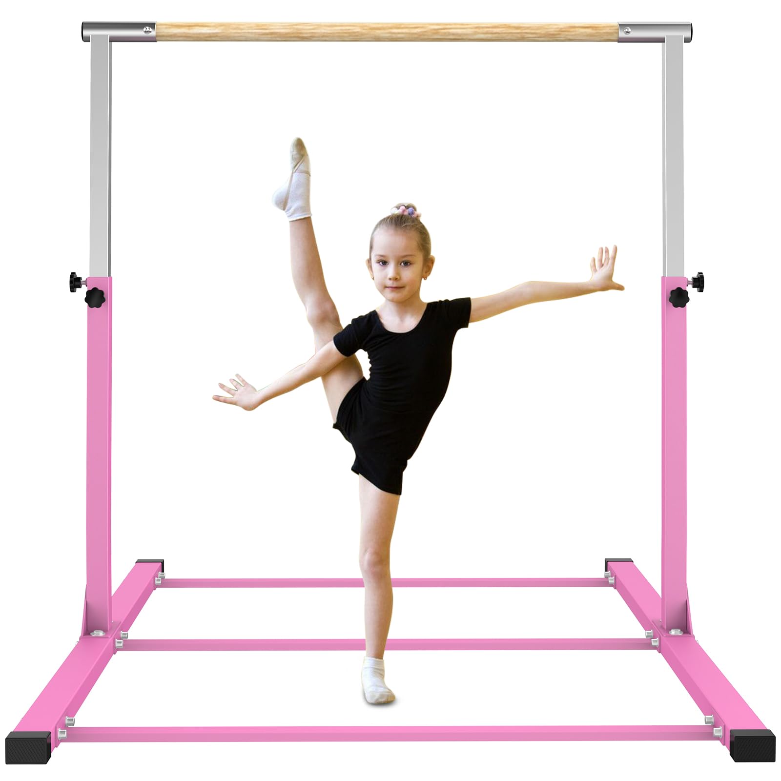 SHIWEI Gymnastics Training Bar- Height Adjustable 3' to 5' Horizontal Kip Bar for Kids