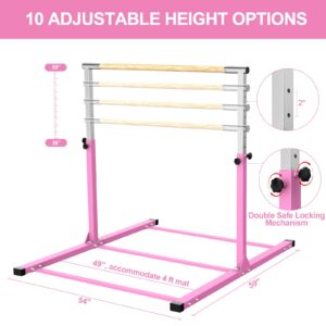 SHIWEI Gymnastics Training Bar- Height Adjustable 3' to 5' Horizontal Kip Bar for Kids