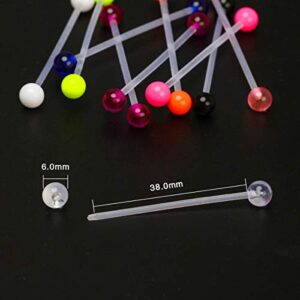 CrazyPiercing 10 Pcs Industrial Barbell Earrings 14G Bioflex Cartilage Earring Body Piercing Jewelry 38mm Bar Colorful Acrylic Balls