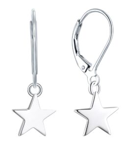 yl star earrings sterling silver polished dangle drop earrings leverback jewelry for women