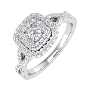 finerock 1/2 carat cushion cut halo diamond engagement ring in 10k white gold (ring size 7)