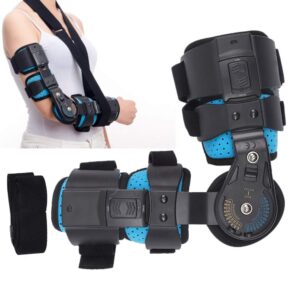 wytino hinged rom elbow brace with strap,adjustable post op elbow brace stabilizer splint for injury recovery arm support arm extension protector orthosis tools - for right arm