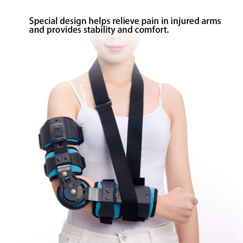 Wytino Hinged ROM Elbow Brace with Strap,Adjustable Post Op Elbow Brace Stabilizer Splint for Injury Recovery Arm Support Arm Extension Protector orthosis Tools - for Right Arm