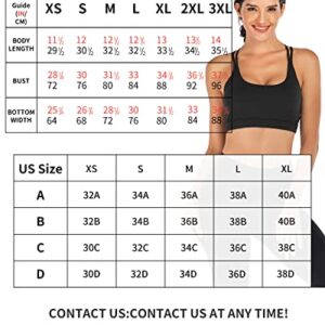 RUNNING GIRL Strappy Sports Bra for Women, Sexy Crisscross Back Medium Support Yoga Bra with Removable Cups(WX2354 Black,S)