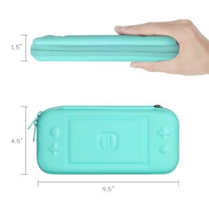 CoBak Carrying Case for Nintendo Switch Lite - with 1 Screen Protector, 1 Grip Case and 4 Thumb Grip Caps, Ultra Slim Premium EVA Travel Pouch Protective Cover, 8 Game Cartridges, Green