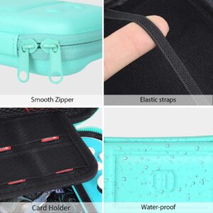 CoBak Carrying Case for Nintendo Switch Lite - with 1 Screen Protector, 1 Grip Case and 4 Thumb Grip Caps, Ultra Slim Premium EVA Travel Pouch Protective Cover, 8 Game Cartridges, Green