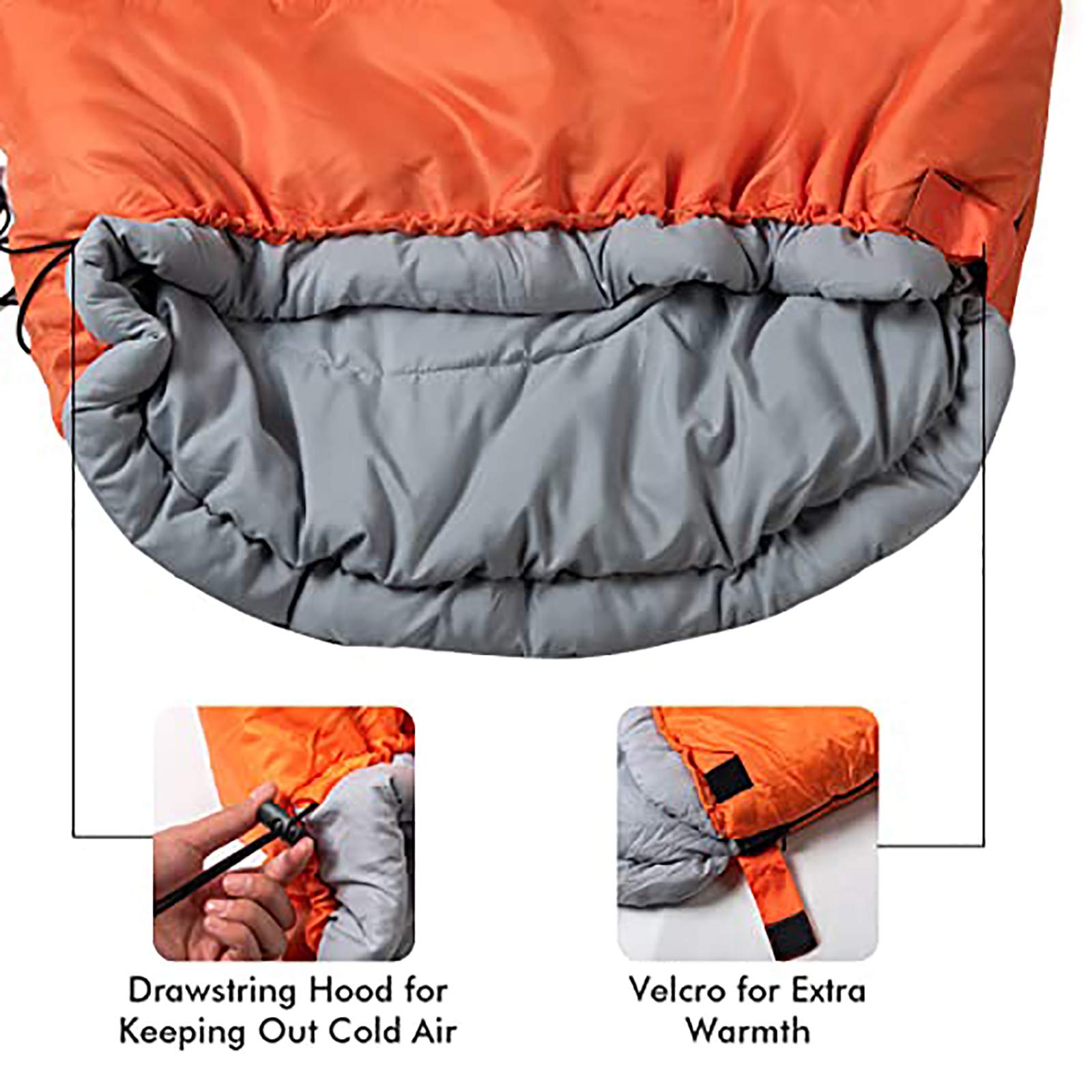 Pacific Pass 30F Synthetic Sleeping Bag with Compression Stuff Sack - Adult Size - Orange