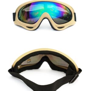 LeWave Unisex Snow Sports Goggles with Adjustable Straps, Beige, UV Protection, Polarized Lenses, Windproof, Flexible Frame, Compatible with Helmets