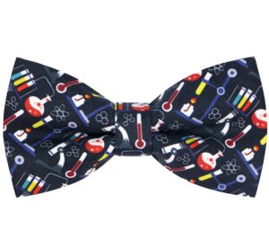 ocia funny pattern pre-tied bow tie cotton adjustable bowtie for mens & boys white black red yellow blue(chemistry) m - (6yrs to young adults)