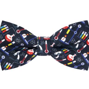 OCIA Funny Pattern Pre-tied Bow Tie Cotton Adjustable Bowtie for Mens & Boys White Black Red Yellow Blue(Chemistry) M - (6yrs to Young Adults)