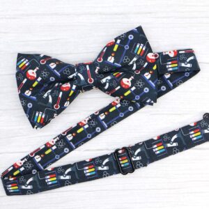 OCIA Funny Pattern Pre-tied Bow Tie Cotton Adjustable Bowtie for Mens & Boys White Black Red Yellow Blue(Chemistry) M - (6yrs to Young Adults)