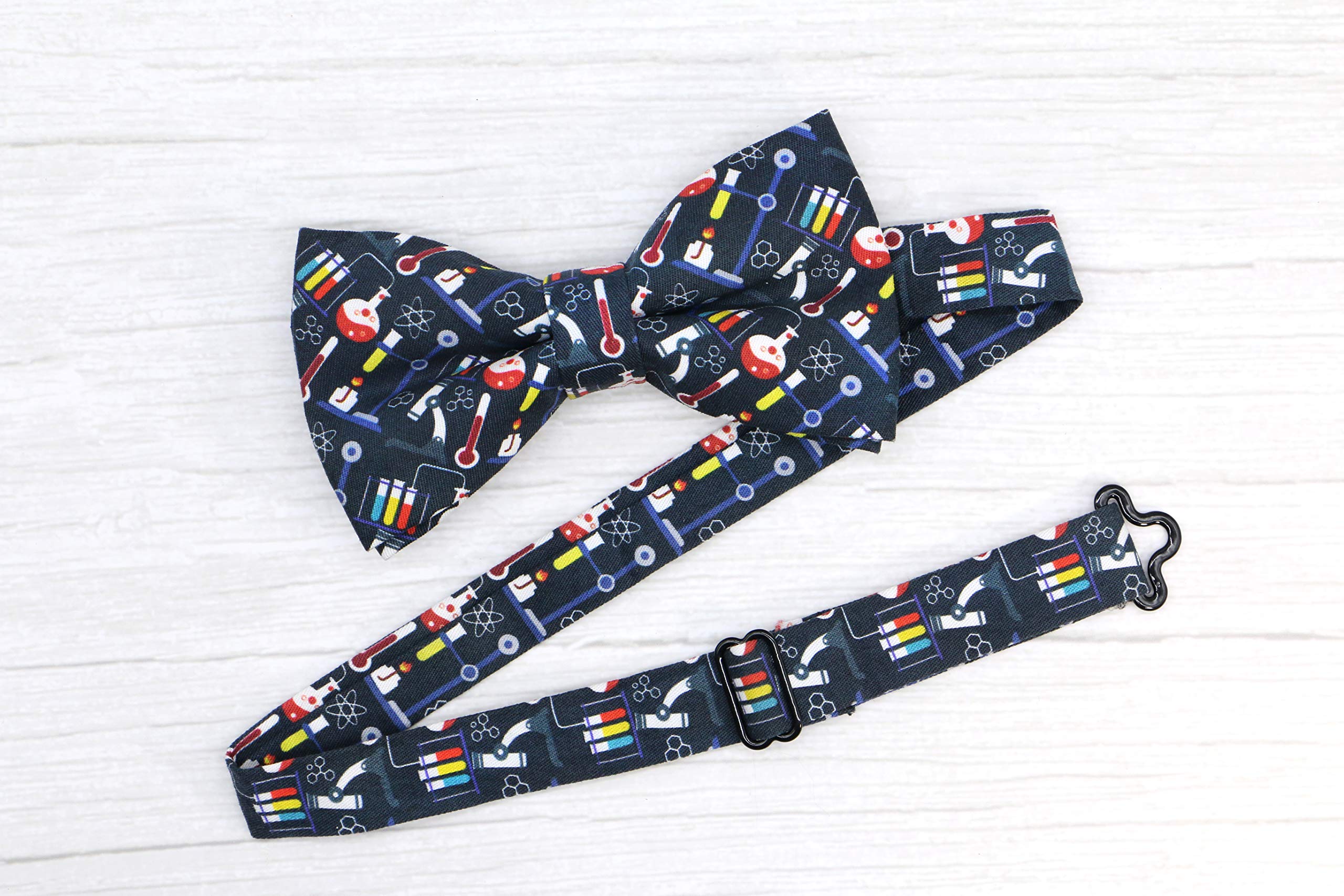 OCIA Funny Pattern Pre-tied Bow Tie Cotton Adjustable Bowtie for Mens & Boys White Black Red Yellow Blue(Chemistry) M - (6yrs to Young Adults)