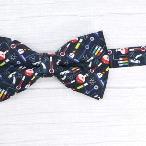 OCIA Funny Pattern Pre-tied Bow Tie Cotton Adjustable Bowtie for Mens & Boys White Black Red Yellow Blue(Chemistry) M - (6yrs to Young Adults)