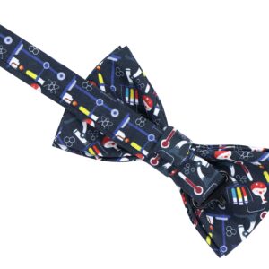 OCIA Funny Pattern Pre-tied Bow Tie Cotton Adjustable Bowtie for Mens & Boys White Black Red Yellow Blue(Chemistry) M - (6yrs to Young Adults)