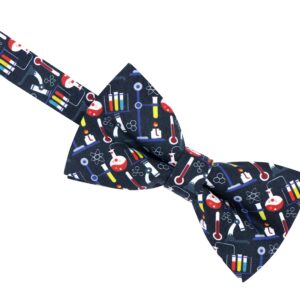 OCIA Funny Pattern Pre-tied Bow Tie Cotton Adjustable Bowtie for Mens & Boys White Black Red Yellow Blue(Chemistry) M - (6yrs to Young Adults)