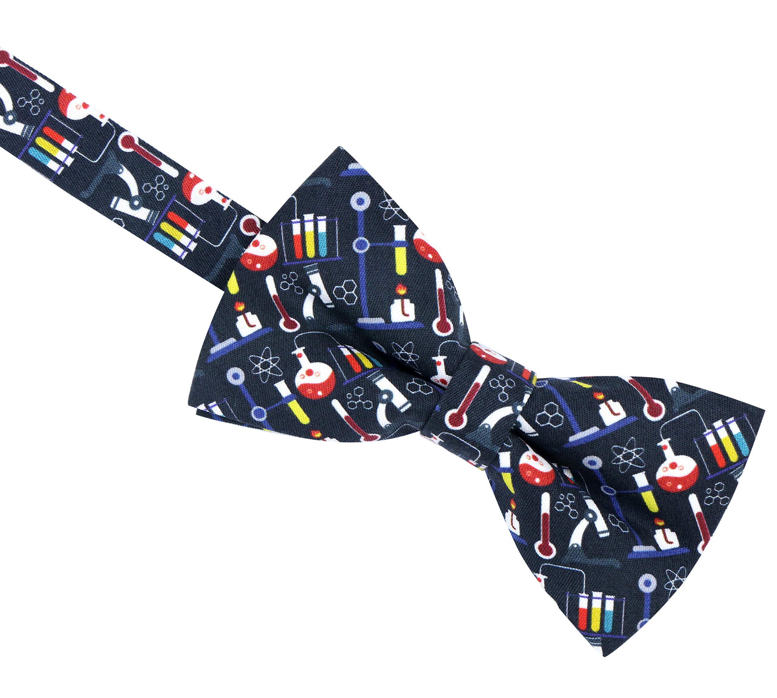 OCIA Funny Pattern Pre-tied Bow Tie Cotton Adjustable Bowtie for Mens & Boys White Black Red Yellow Blue(Chemistry) M - (6yrs to Young Adults)