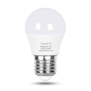 vgogfly led refrigerator light bulb 40w equivalent 120v a15 fridge waterproof bulbs 5 w daylight white 5000k e26 medium base freezer ceiling home lighting lamp non-dimmable(1 pack)