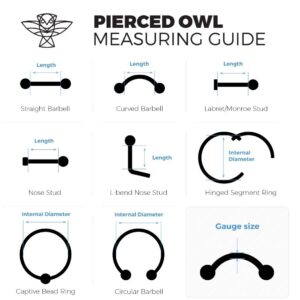 Pierced Owl 16GA 316L Stainless Steel Vintage CZ Crystal Paved Curve Top Internally Threaded Stud (Silver Tone)