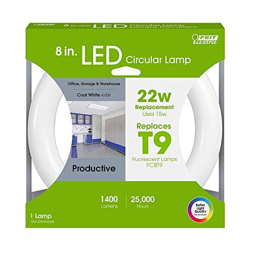 Feit Electric 8-inch 15 Watt LED Circular Tube T9 Replacement, Cool White, 4100K, G10Q Base, Plug & Play, Requires Compatible Existing Ballast, FC8/840/LED 22W EQ Non-DM LED Tube